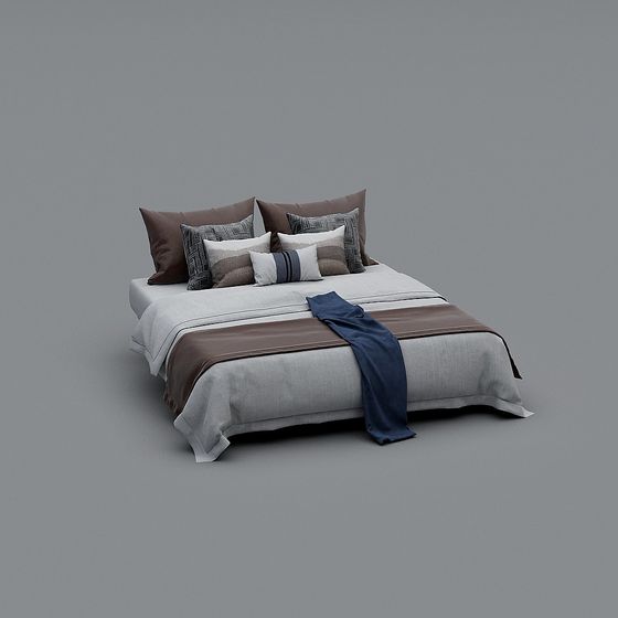 Elegant Low-Poly Bed 3D model for Modern Interiors