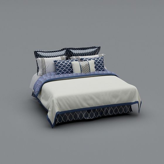 Elegant Low-Poly Bed 3D model for Modern Interiors