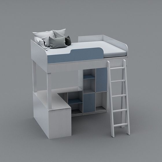 Loft Bed with Storage 3D model