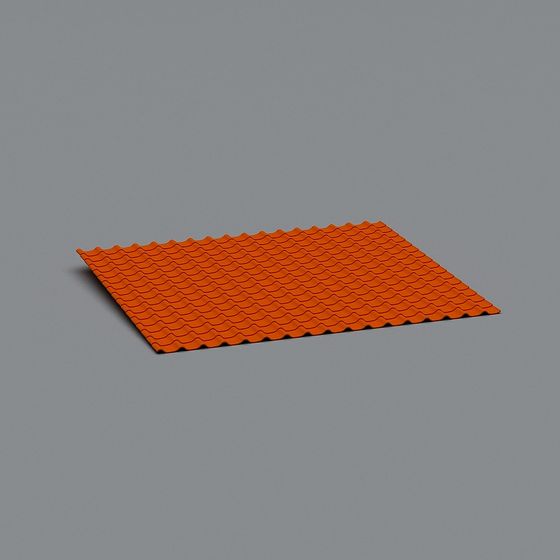 Wave Roof 3D Model – Low-Poly Orange-Red Tiles