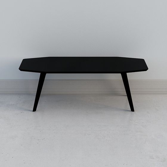 Sleek Low-Poly Coffee Table 3D Model – Black Metal Design