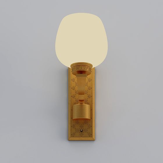 Elegant 3D Wall Lamp Model – Gold and White Design