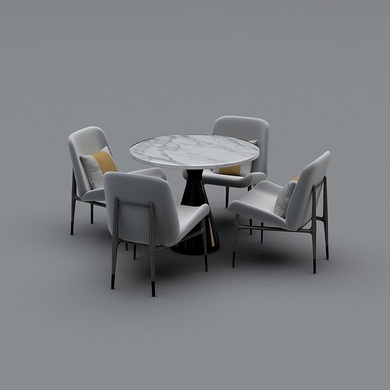 Urban Living Room Dining Table and Chairs Set 3D model