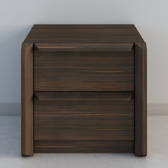 Urban Elegance Bedside Table 3D Model – Low-Poly Wood