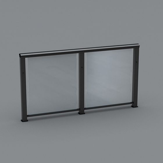 Stylish Glass Railing 3D model for Modern Spaces