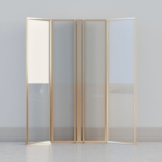 Elegant Low-Poly Glass Partition 3D Model