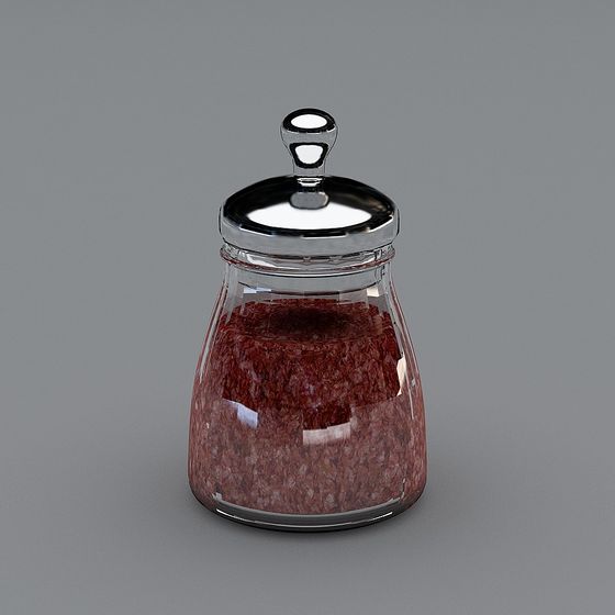 Elegant Glass Jar 3D model with Red Sugar