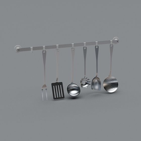 Stylish Low-Poly Kitchen Utensils 3D Model Set