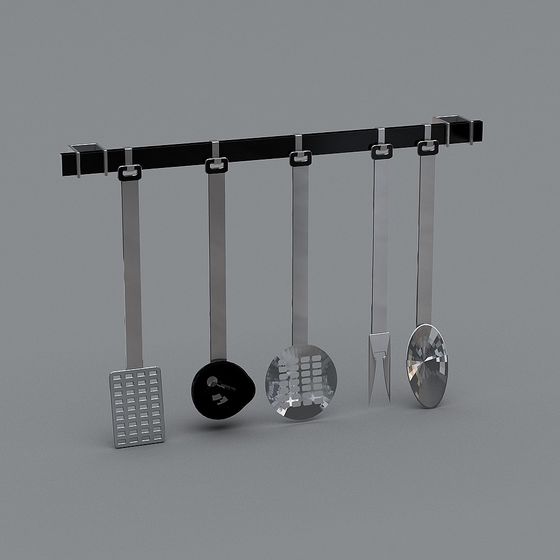 Sleek Hanging Kitchen Rack 3D model for Contemporary Kitchens