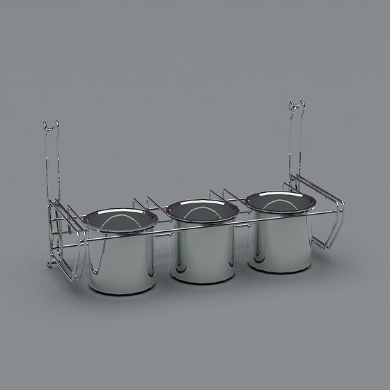 Sleek Stainless Steel Pot Rack 3D model