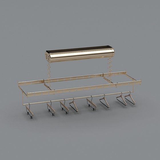 Futuristic Low-Poly Clothes Hanger System 3D model