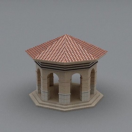 Charming Low-Poly Pavilion 3D Model