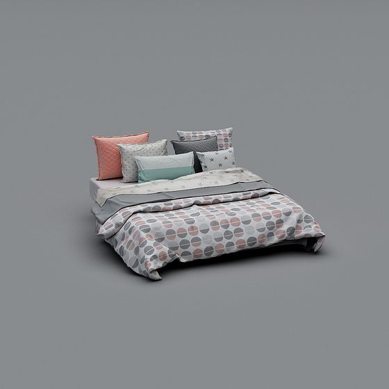 Elegant Low-Poly Bed 3D model for Modern Interiors