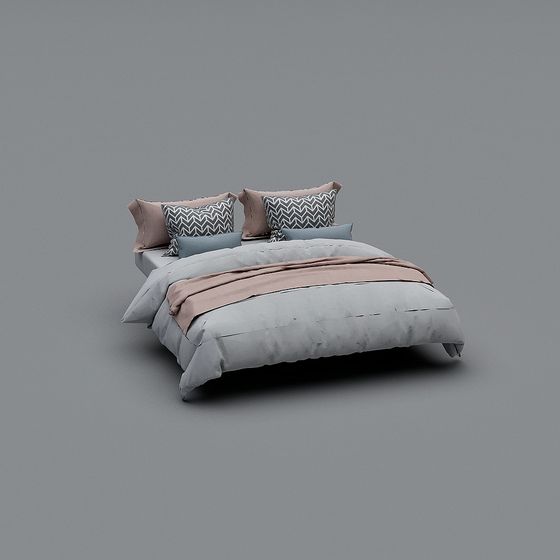 Elegant Low-Poly Bed 3D Model for Modern Interiors