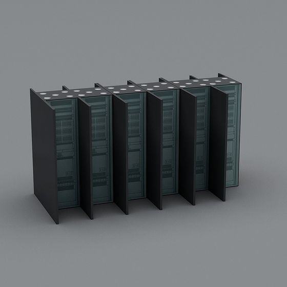 Low Poly High Detail Server Rack Cluster 3D model