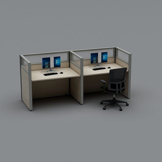 Modern Office Double Workspace 3D model
