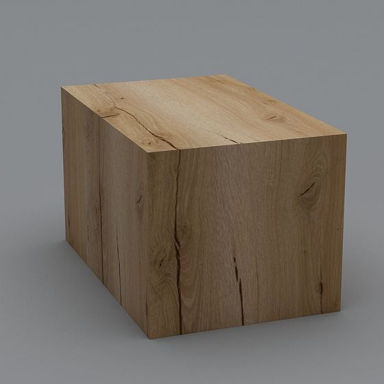 Realistic Low-Poly Wooden Block 3D Model