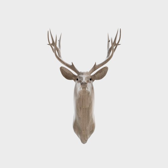 Forest Guardian Deer Head 3D Model – Low-Poly Wood Texture