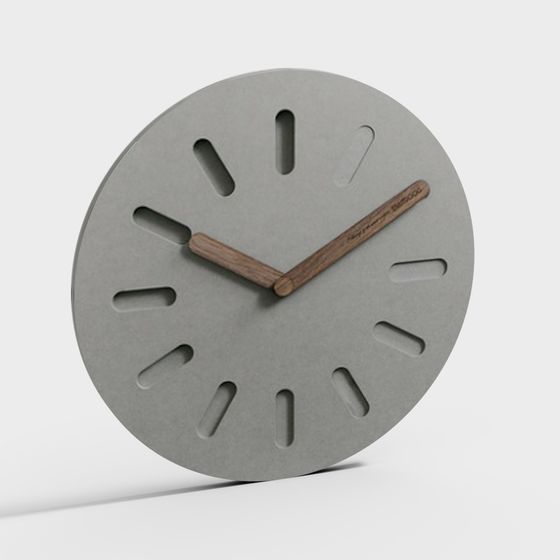 Minimalist Low-Poly Clock 3D Model – Concrete & Wood