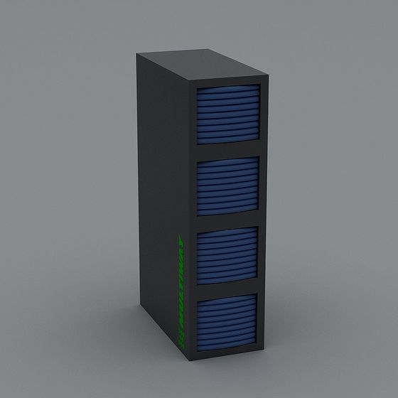 Stylish Server Rack 3D Model – Low-Poly Black Design