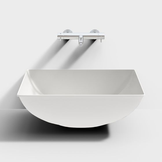 Square Floating Basin 3D Model for Modern Homes