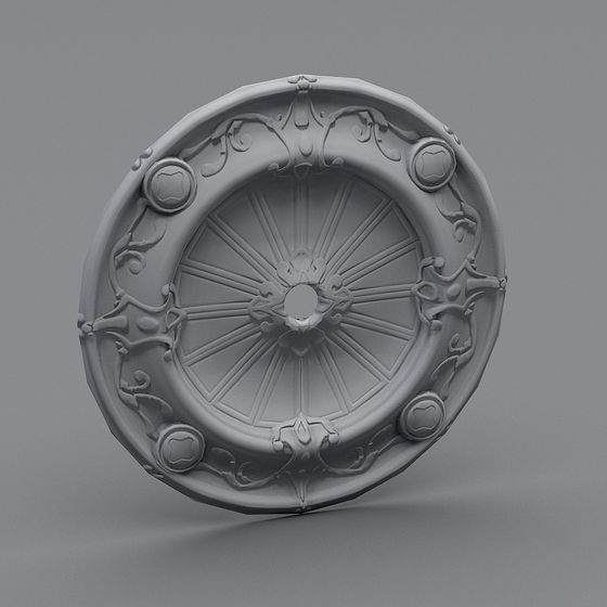 Art Nouveau Ceiling Medallion 3D Model – Low-Poly Classic Design