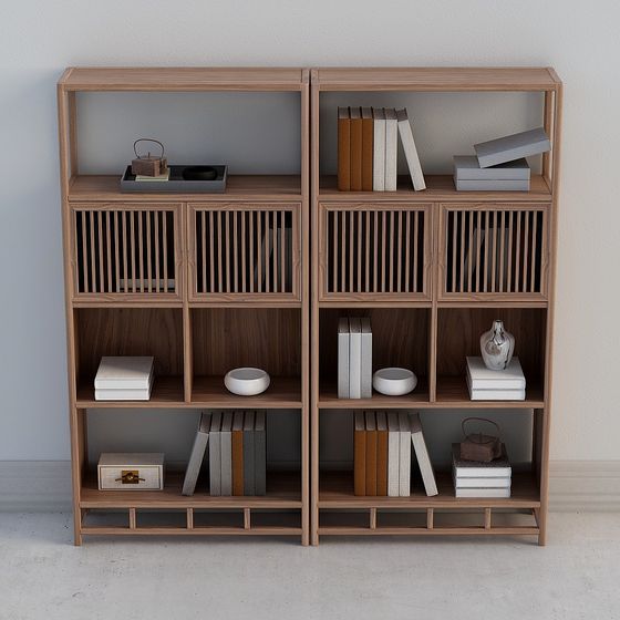Zen-Inspired Bookshelf 3D model for Modern Spaces