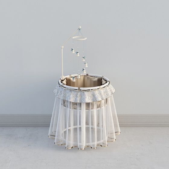 Elegant 3D Model of a Baby Cradle