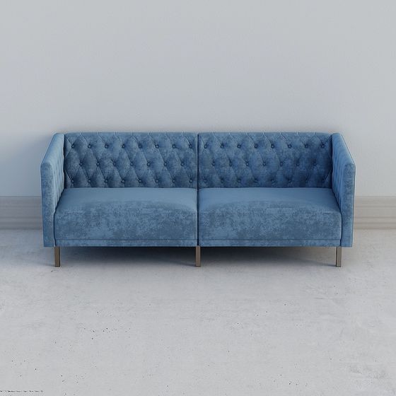 Velvet Diamond Sofa 3D Model – Blue Velvet Upholstery