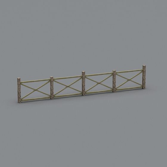 Realistic Low-Poly Wooden Fence 3D model