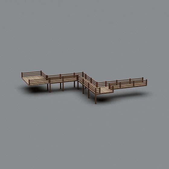 Lakeside Pathway Wooden Bridge 3D model