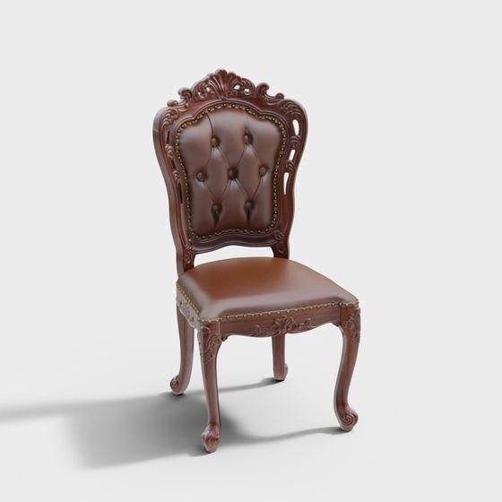 Elegant Classic-Modern Fusion Chair – Leather & Carved Wood