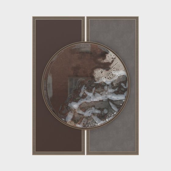 Abstract Mirror Art 3D Model – Vibrant Gold Frame
