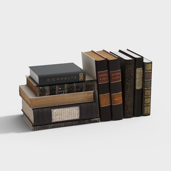 Vintage Books 3D Model – Low-Poly High Detail
