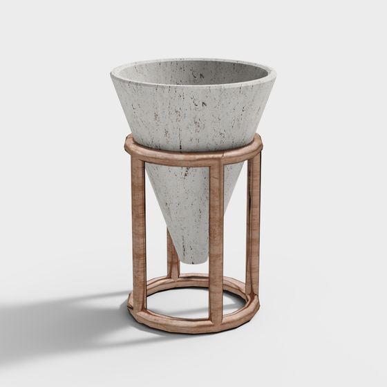 Concrete Funnel Stand 3D Model – Industrial Marble Design