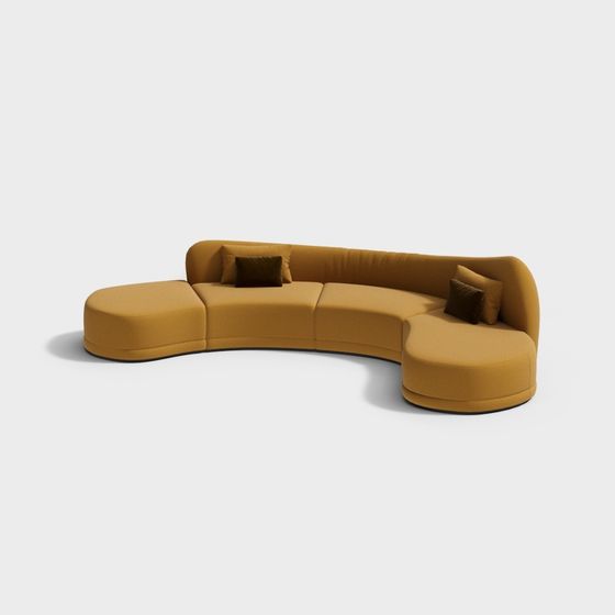 Modern Curved Sofa 3D Model – Irregular Shape Free