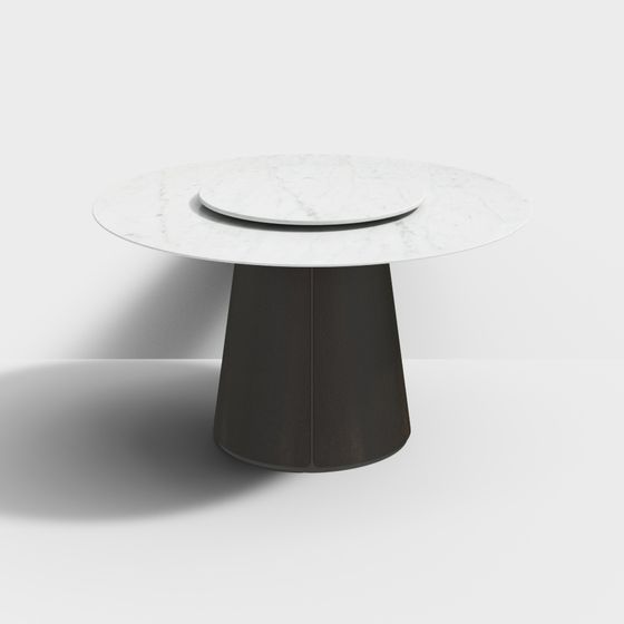 Elegant Low-Polygon Round Table – Marble and Wood