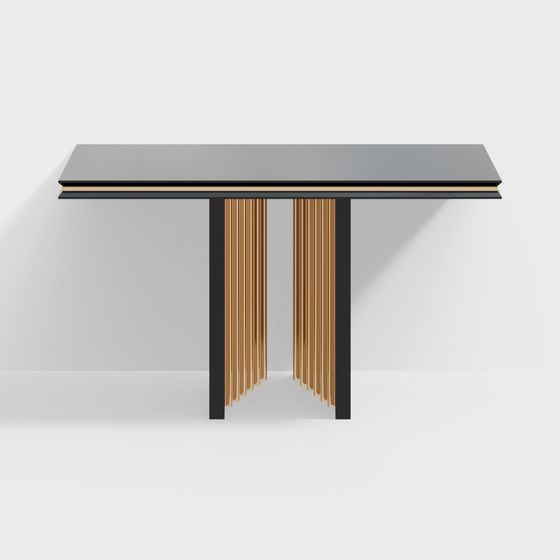Flowing Table 3D Model – Modern Gray and Gold Design