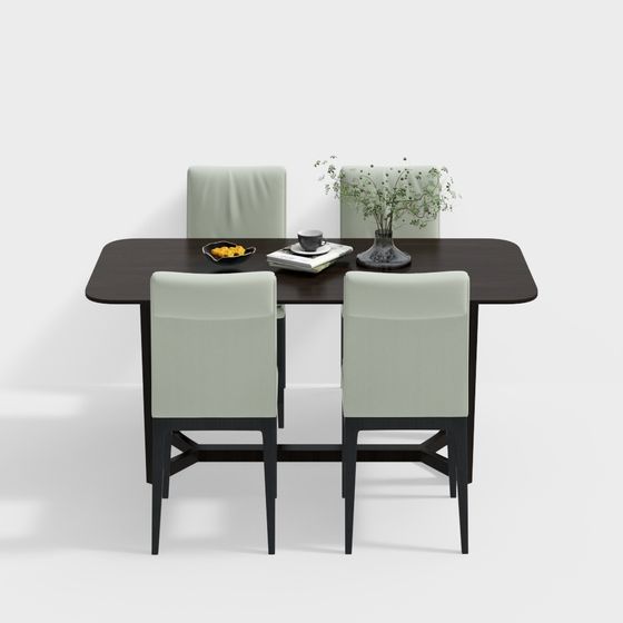 Stylish Dining Table and Chair Set 3D model for Modern Interiors