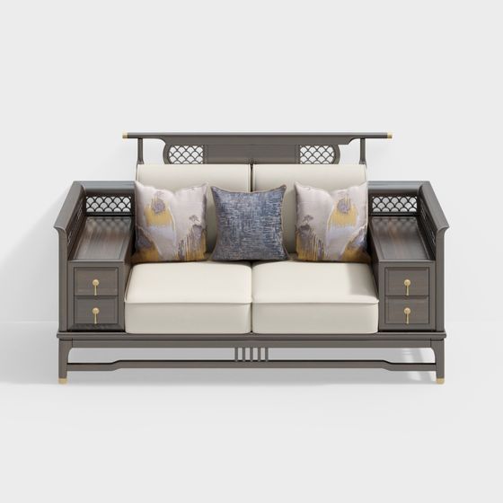 Exquisite 3D Sofa Model Merging Tradition and Modern Design