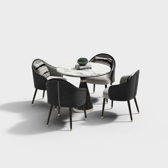 Elegant Round Table and Chairs 3D model for Modern Spaces