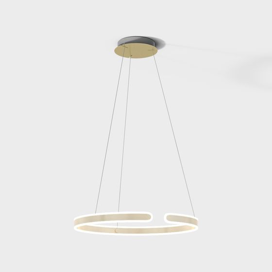 Elegant Ring Pendant Light 3D Model – Golden Halo Design