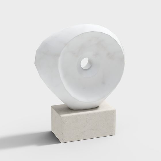 Marble Disc Sculpture 3D Model – Minimalist Marble Design