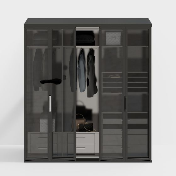 Stylish Low-Poly Wardrobe 3D model