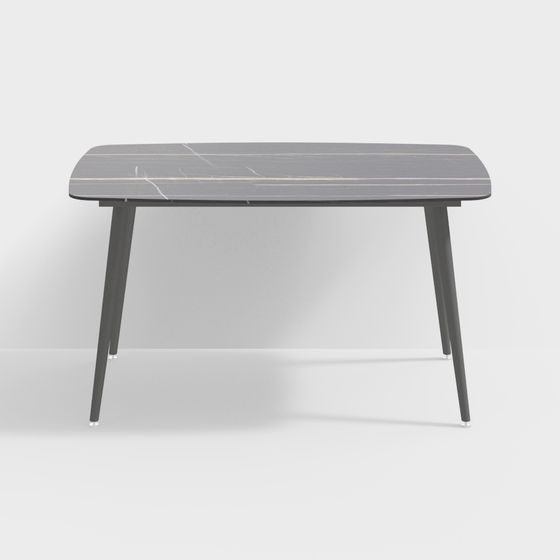 Urban Style Dining Table 3D Model – Marble & Metal Design