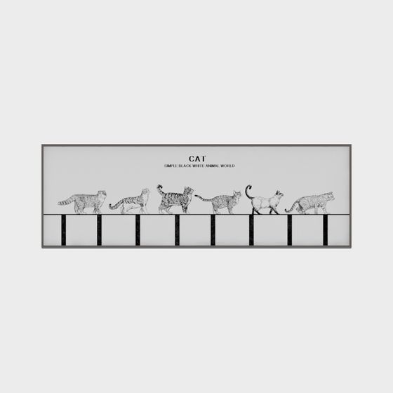 Elegant Cat Line-Up 3D Model – Low-Poly Artistic Cats