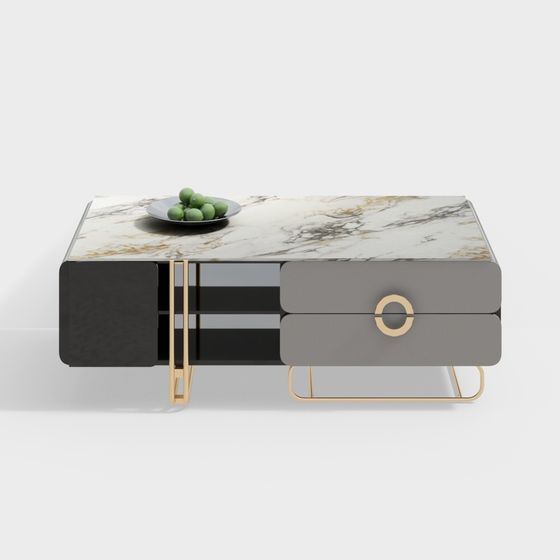 Elegant Marble Texture Coffee Table 3D model