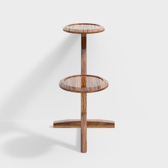 Elegant Low-Polygon Wooden Display Rack 3D model