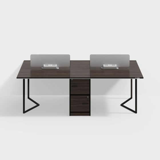 Minimalist Dual Workstation 3D model for Modern Offices