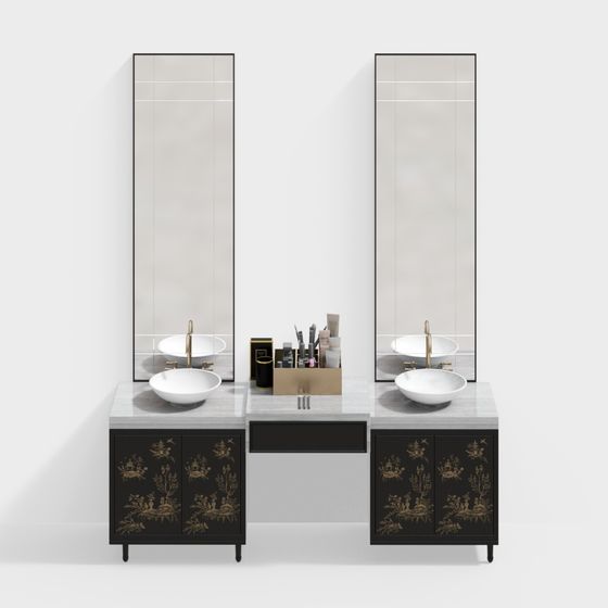 Dual-Surface Bathroom Vanity 3D model
